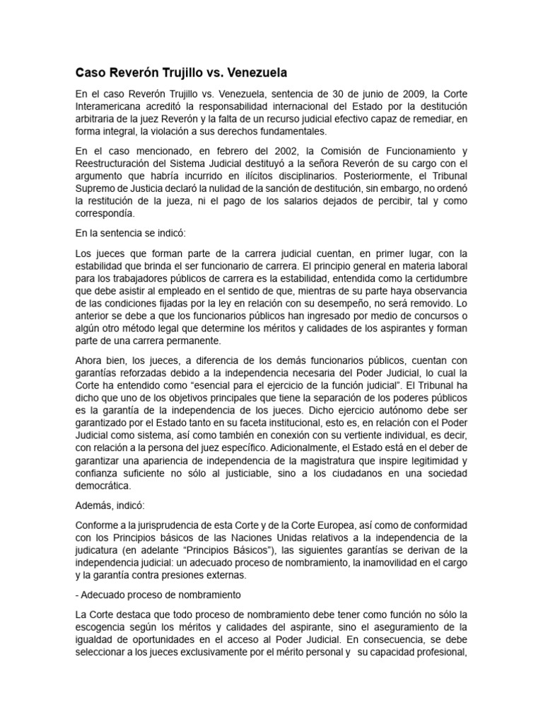 Caso Reverón Trujillo Vs Venezuela | PDF | Juez | Judicaturas