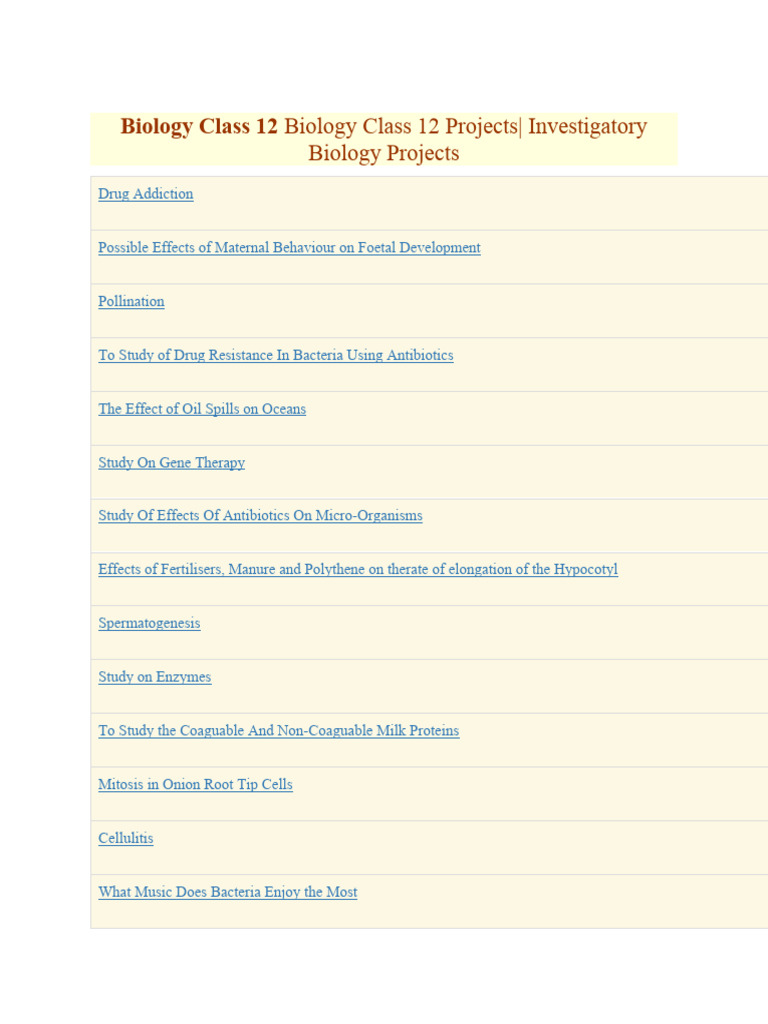 Biology Class 12 Biology Class 12 Projects | PDF | Bacteria | Microorganism