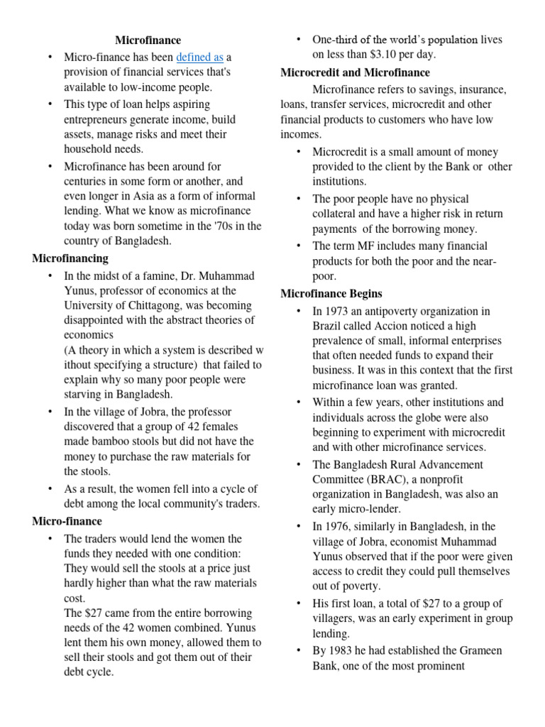 Microfinance | PDF | Microfinance | Microcredit