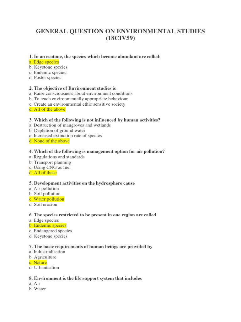General MCQs On EVS Part 2 | PDF | Greenhouse Effect | Greenhouse Gas