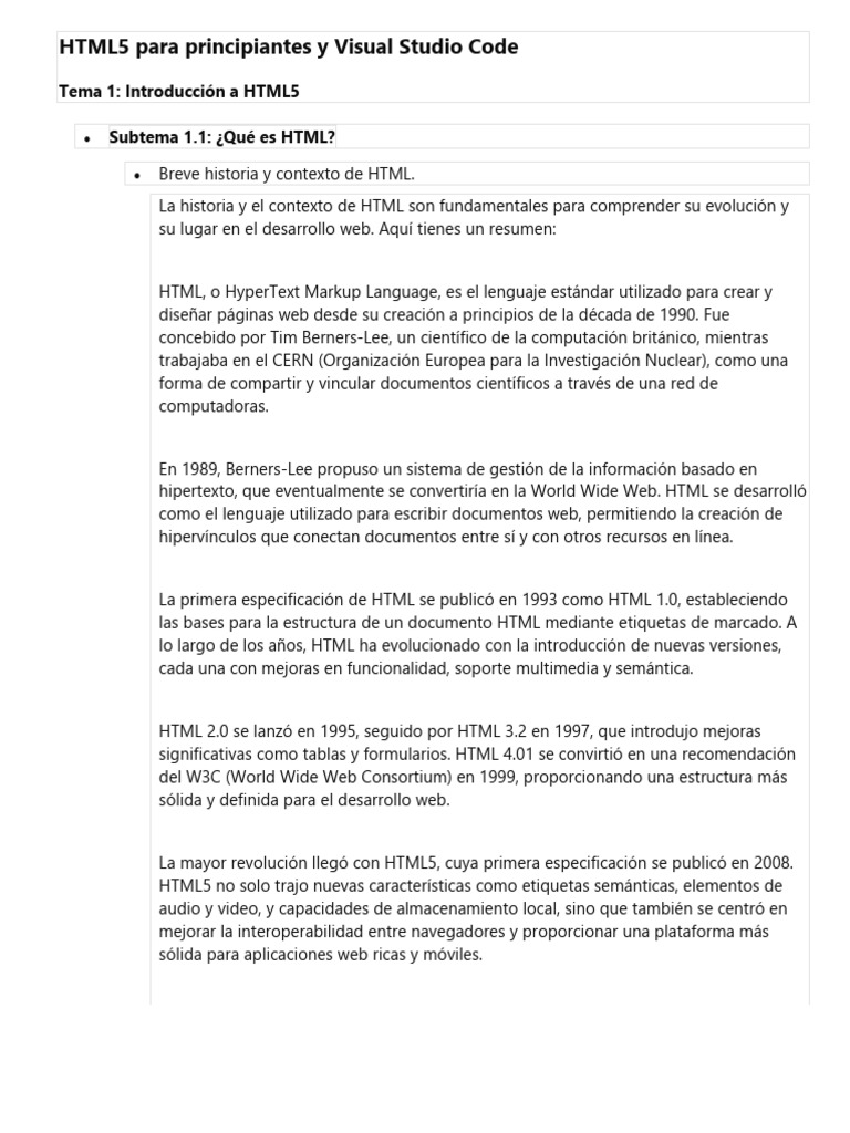 HTML5 para Principiantes y Visual Studio Code | PDF | HTML | Red mundial