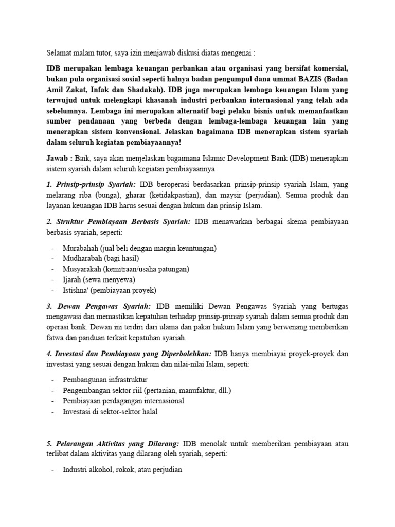 IDB: Pembiayaan Syariah untuk Bisnis | PDF