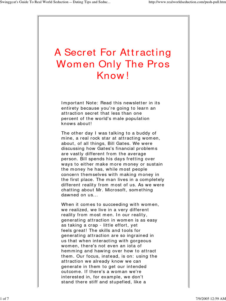 Swinggcat's Guide To Push-Pull | PDF | Seduction