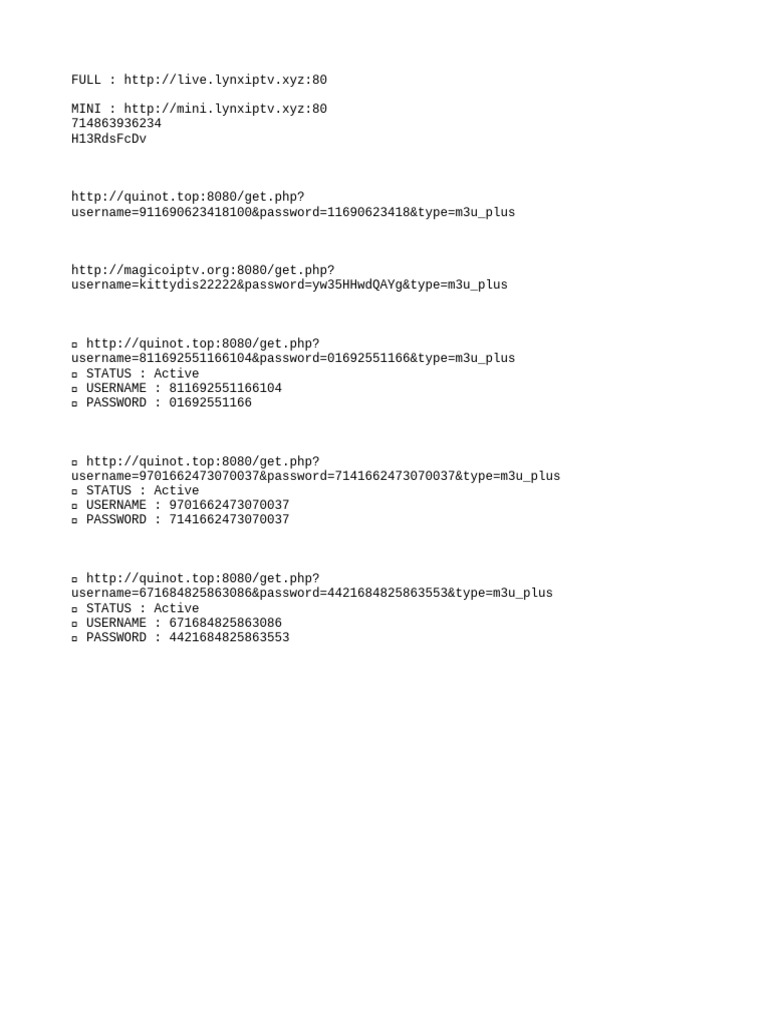 IPTV Access Credentials | PDF