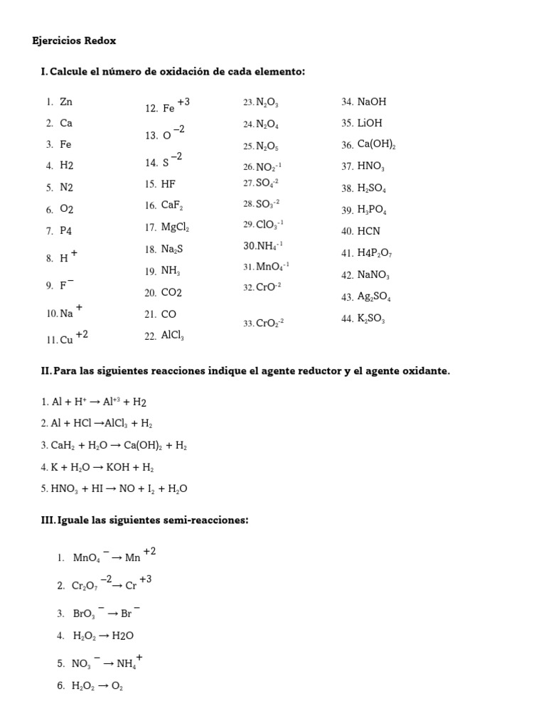 Redox Ejercicios | PDF