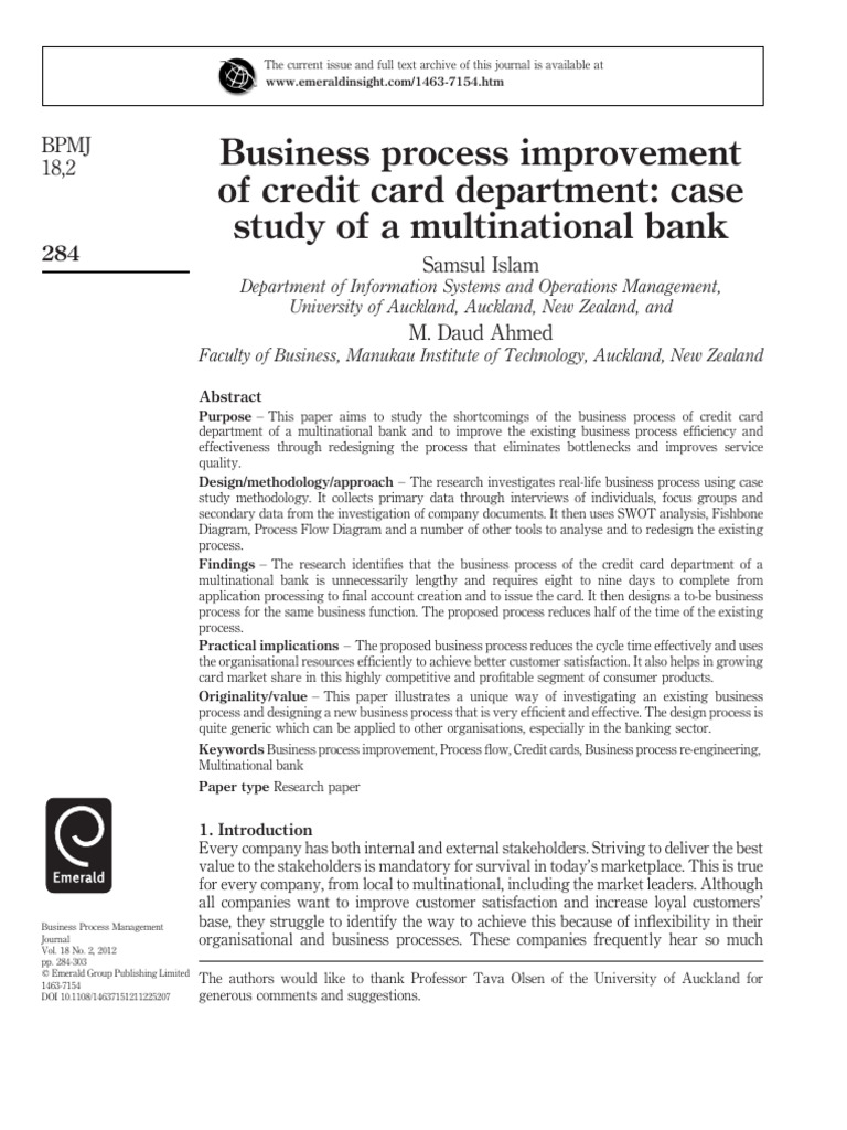 Business Process Improvement | PDF | Business Process | Credit