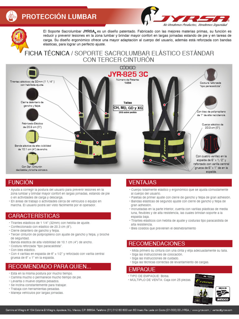 Ficha Tecnica Faja Jyrsa | PDF | Factores humanos y ergonomía
