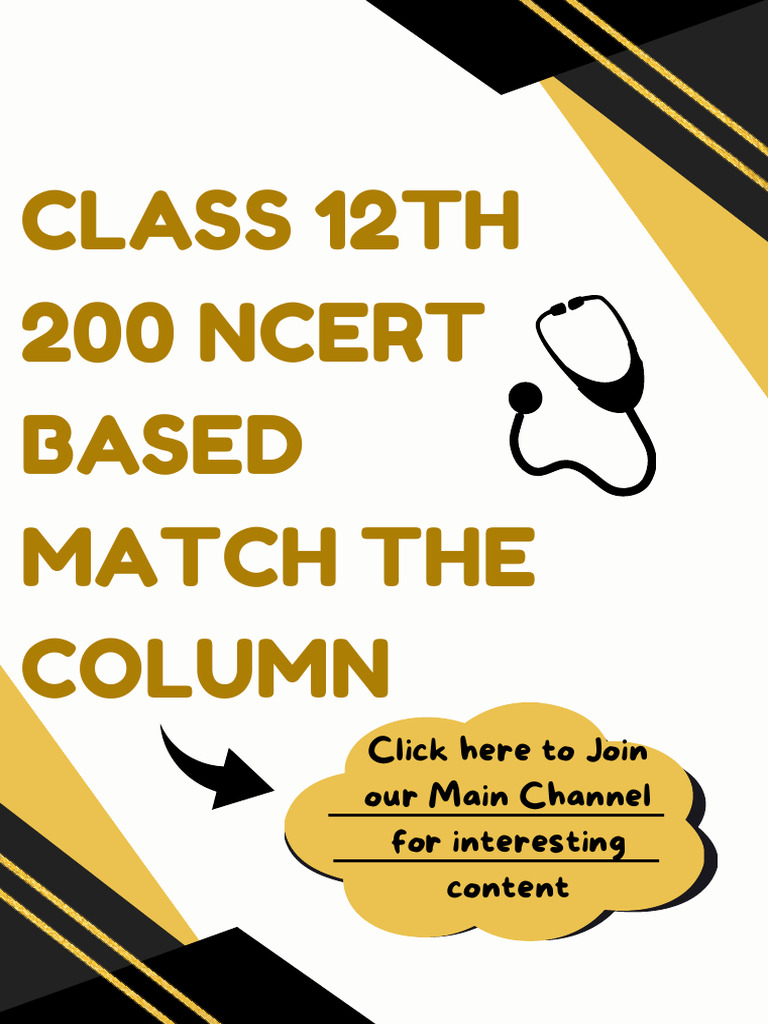 Class 12th Biology Match The Column Questions For Neet | PDF ...