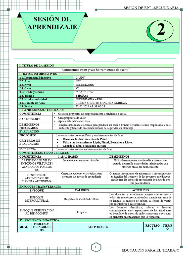 1º Ses Act 1 - Ept 2024 | PDF | Maestros | Aprendizaje
