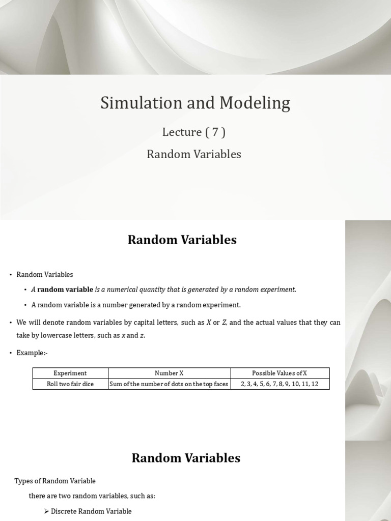 Lecture | PDF | Probability Distribution | Random Variable Lecture | PDF | Probability Distribution | Random Variable