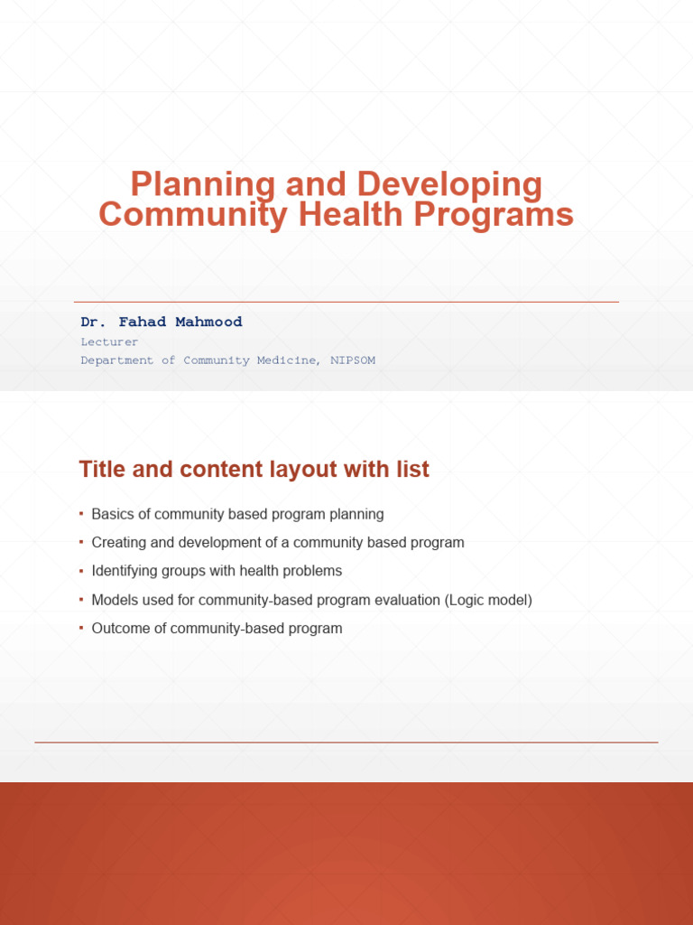 Community Health Program Development Guide | PDF | Evaluation ...