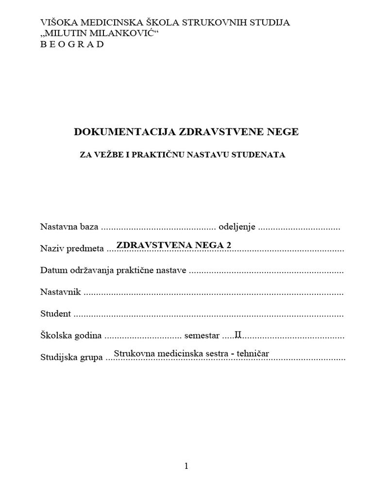 Dokumentacija Procesa Zdravstvene Nege | PDF