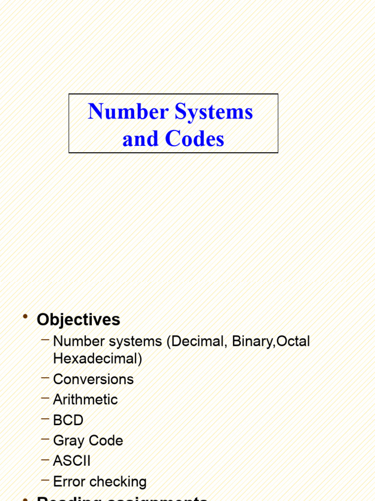 Lecture2 Number Systems And Codes Pdf Subtraction Binary Coded