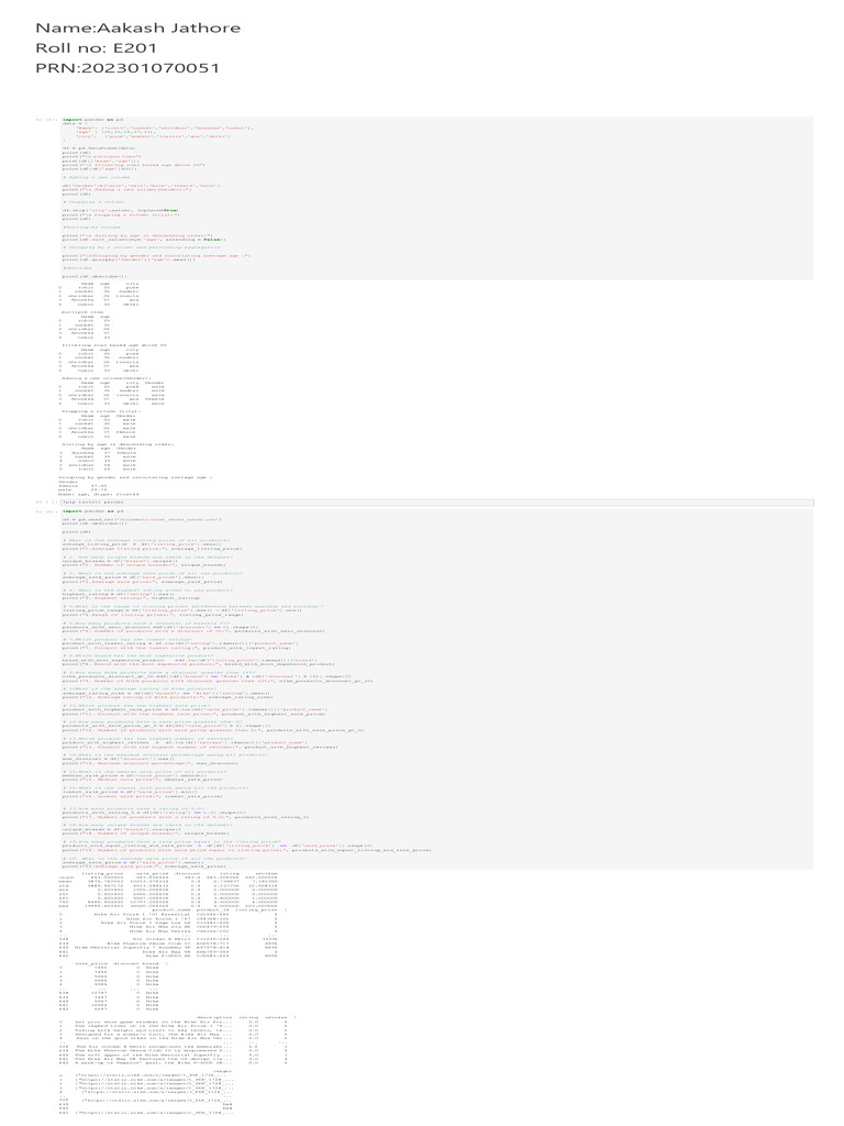 E201-Aakah Jathore - Lab - Ass - No - 04 | PDF | Nike | Shoe