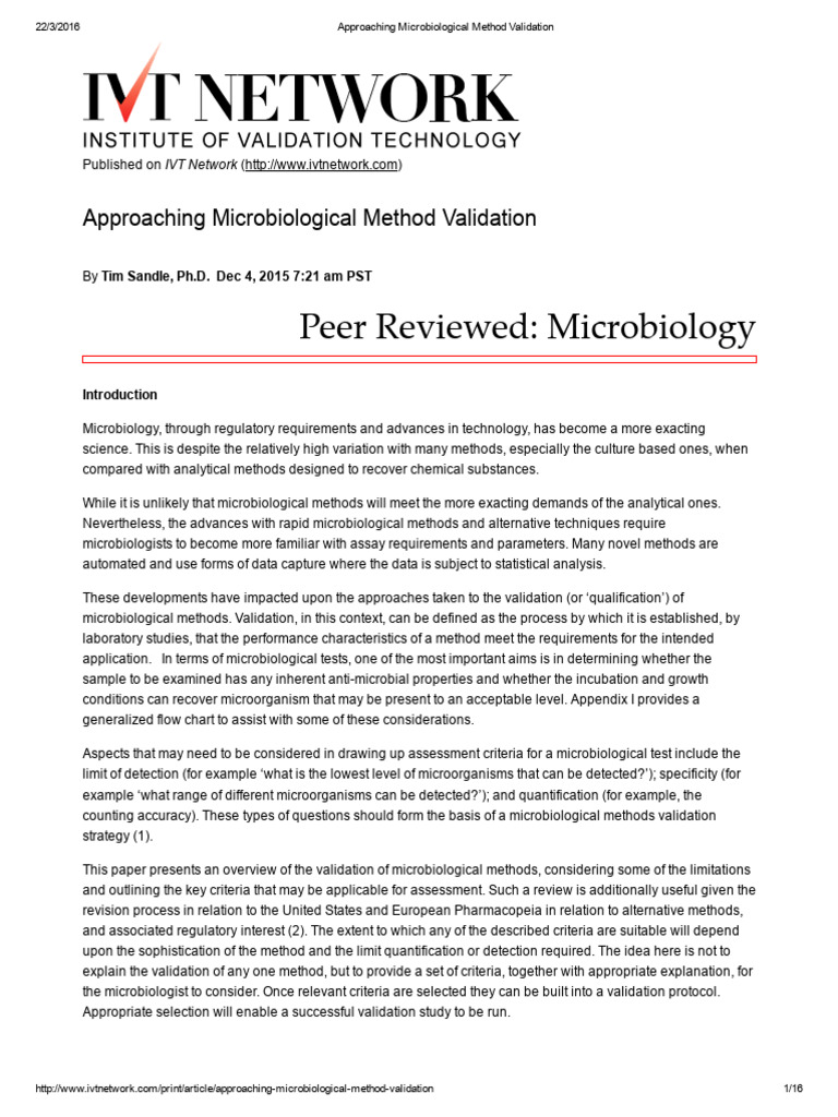 Approaching Microbiological Method Validation | PDF | Colony Forming ...