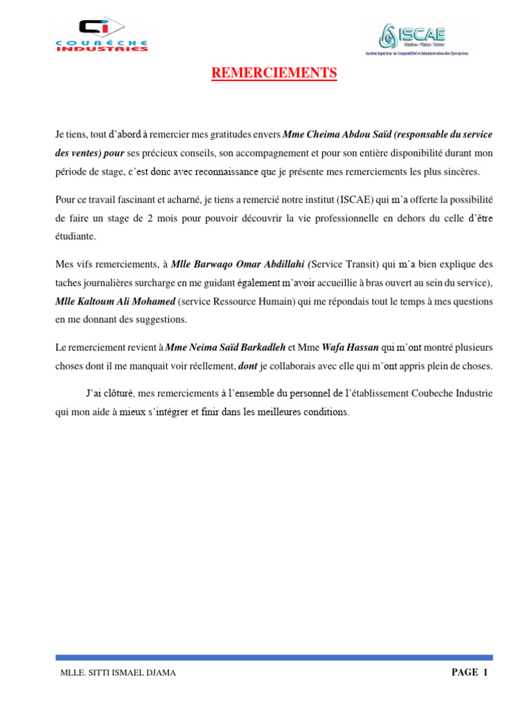 Rapport de Stage chez Coubeche Industrie | PDF | Commercialisation | Sodles
