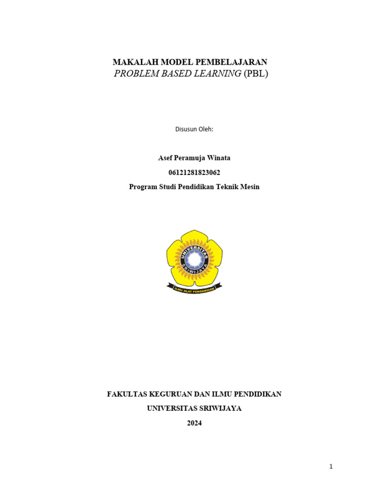 Makalah Model Pembelajaran Problem Based Learning (PBL) | PDF | Karier & Perkembangan