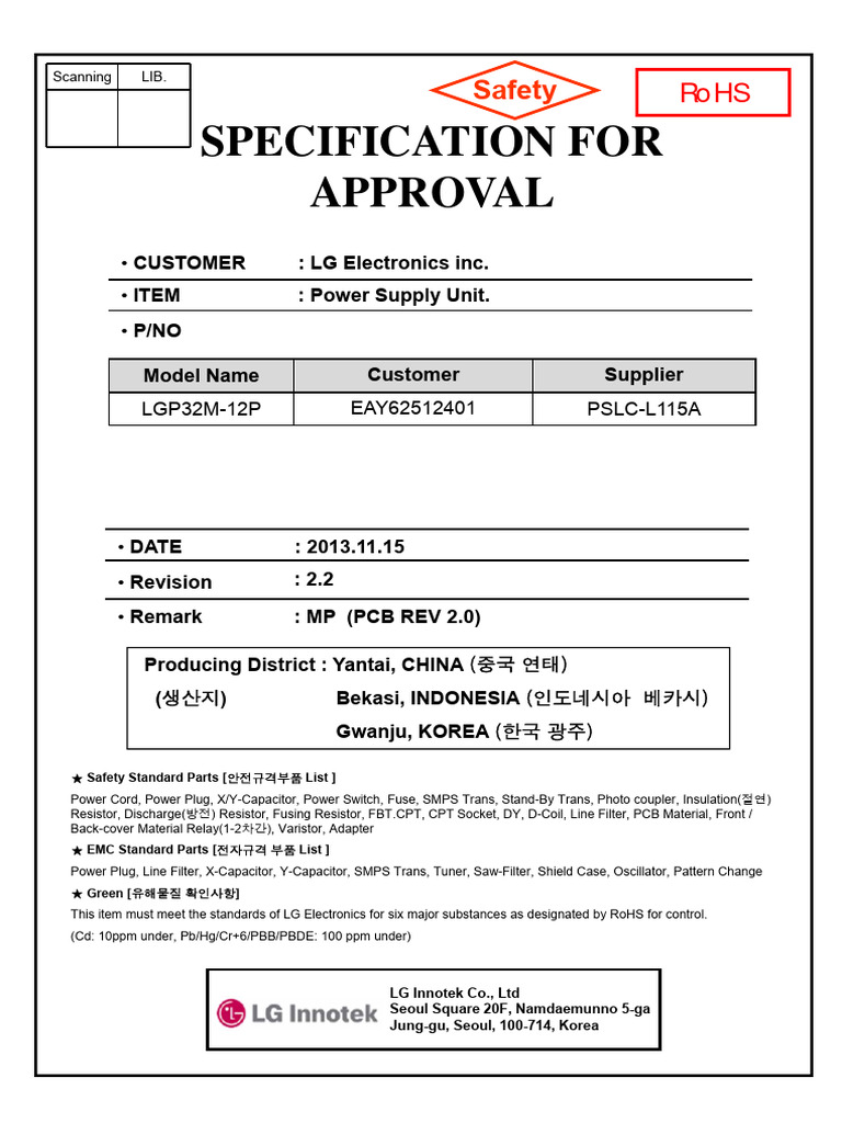 LG Eay62512401 lgp32m-12p Pslc-L115a Psu | PDF | Power Supply | Electricity
