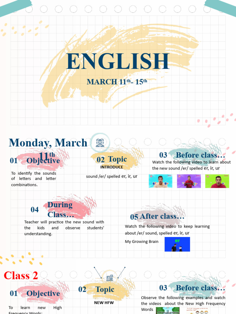 Weekly English Lesson Plan: March 11-15 | PDF | Reading Comprehension ...