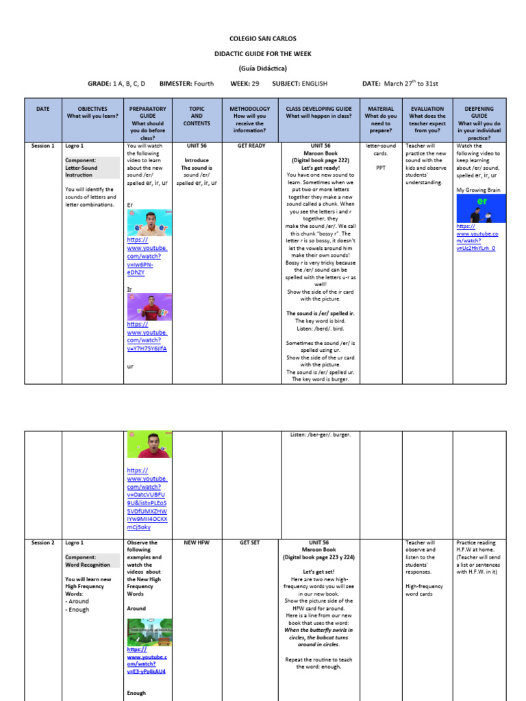 English Guía Didáctica Week 27 (March 11th To 15th) | PDF | Reading ...