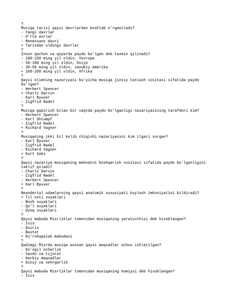 Tarix Fanidan Testlar | PDF