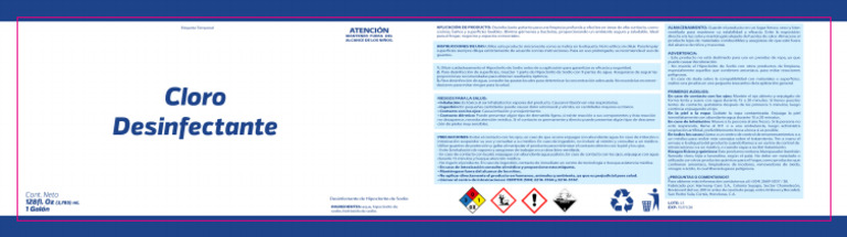 Etiqueta Desinfectante Cloro Temporal (18.9X4.7PULG) | PDF