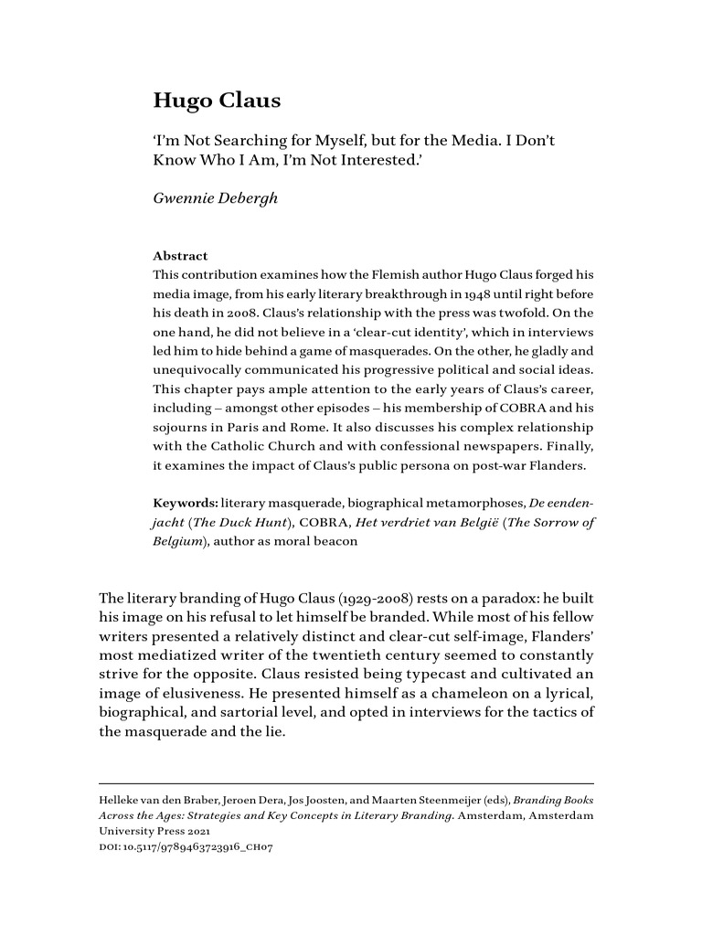 Hugo Claus: Media Image and Identity | PDF | Surrealism