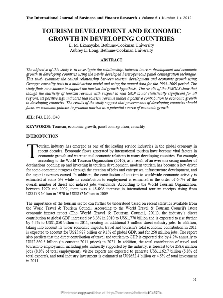 Tourism Development and Economic | PDF | Economic Growth | Tourism