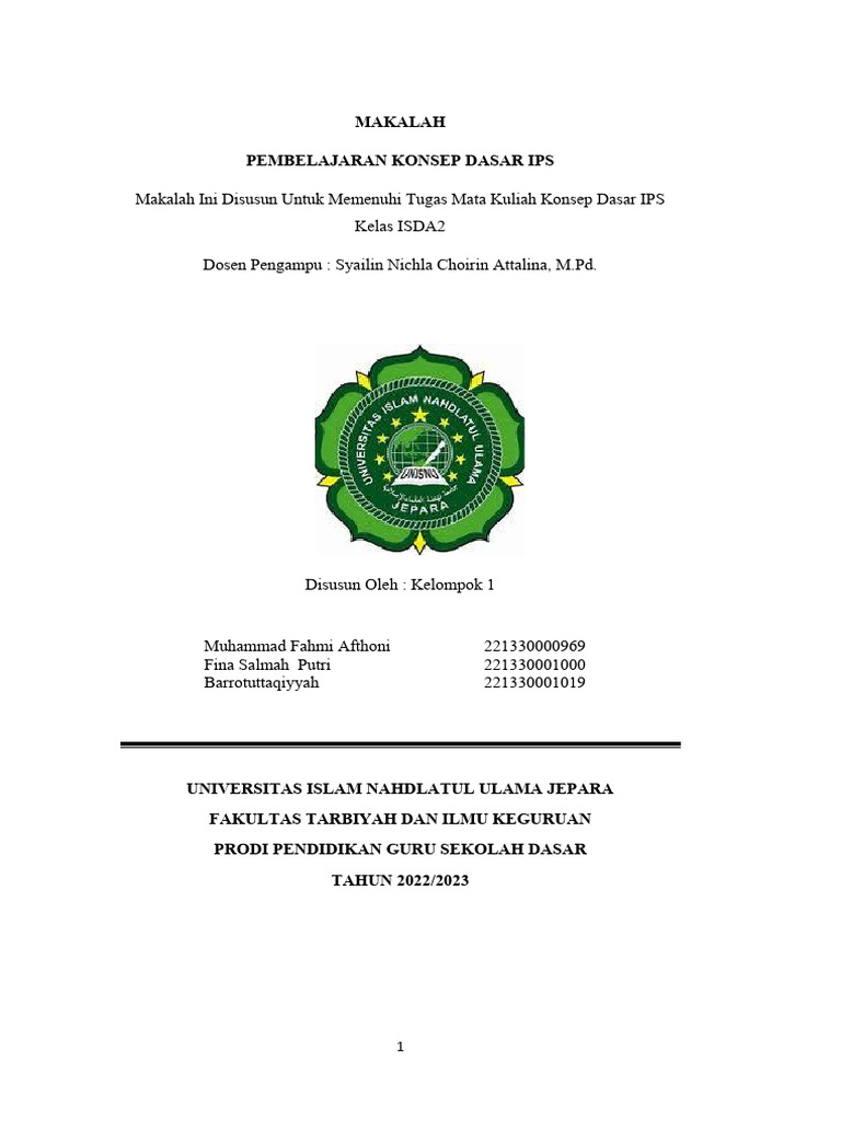 Makalah Konsep Dasar Ips-2 | PDF