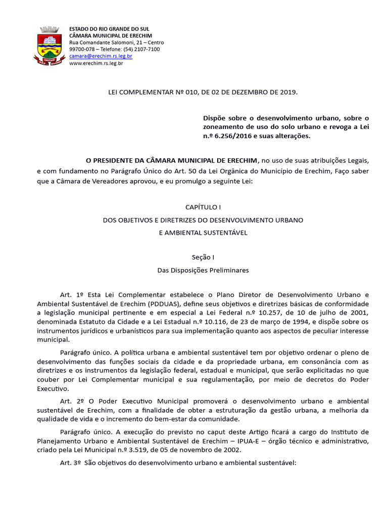 Lei Complementar 10-2019 - Atividades Comerciais | Download grátis PDF | Planejamento urbano ...