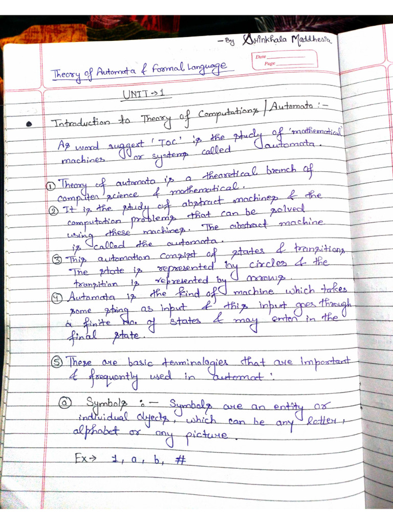 Unit 1 Tafl Handwritten Notes Pdf
