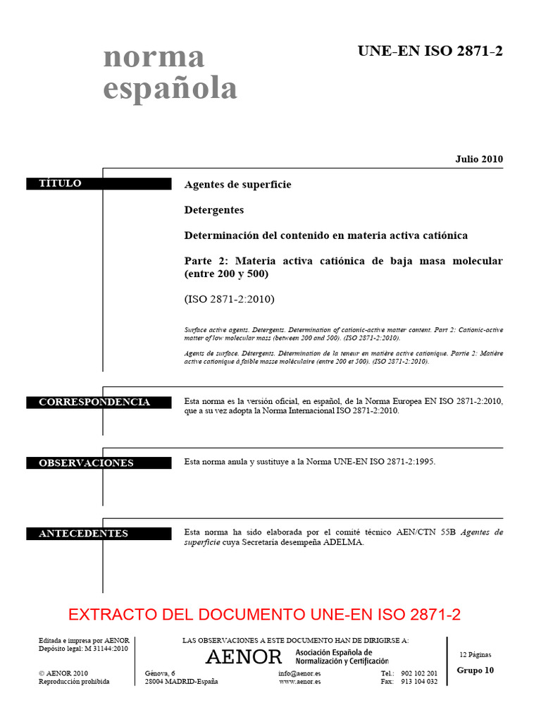 (Ex) Une-En Iso 2871-2 2010 | PDF | Sustancias químicas | Química
