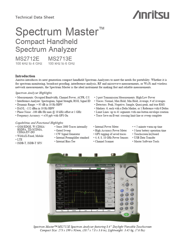 Anritsu MS2712E Spectrum Master - Spectrum Master MS2712E Technical ...