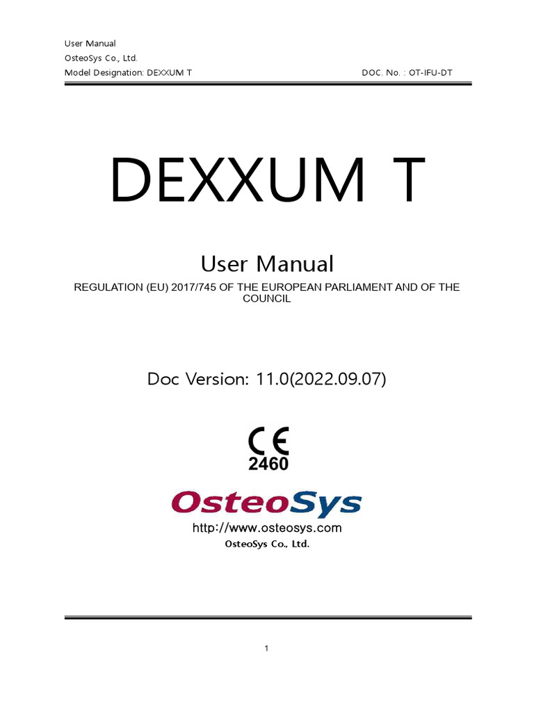 Ot Ifu DT Dexxum T User Manual Eng Rev 11.0 220907 | PDF | Osteoporosis ...