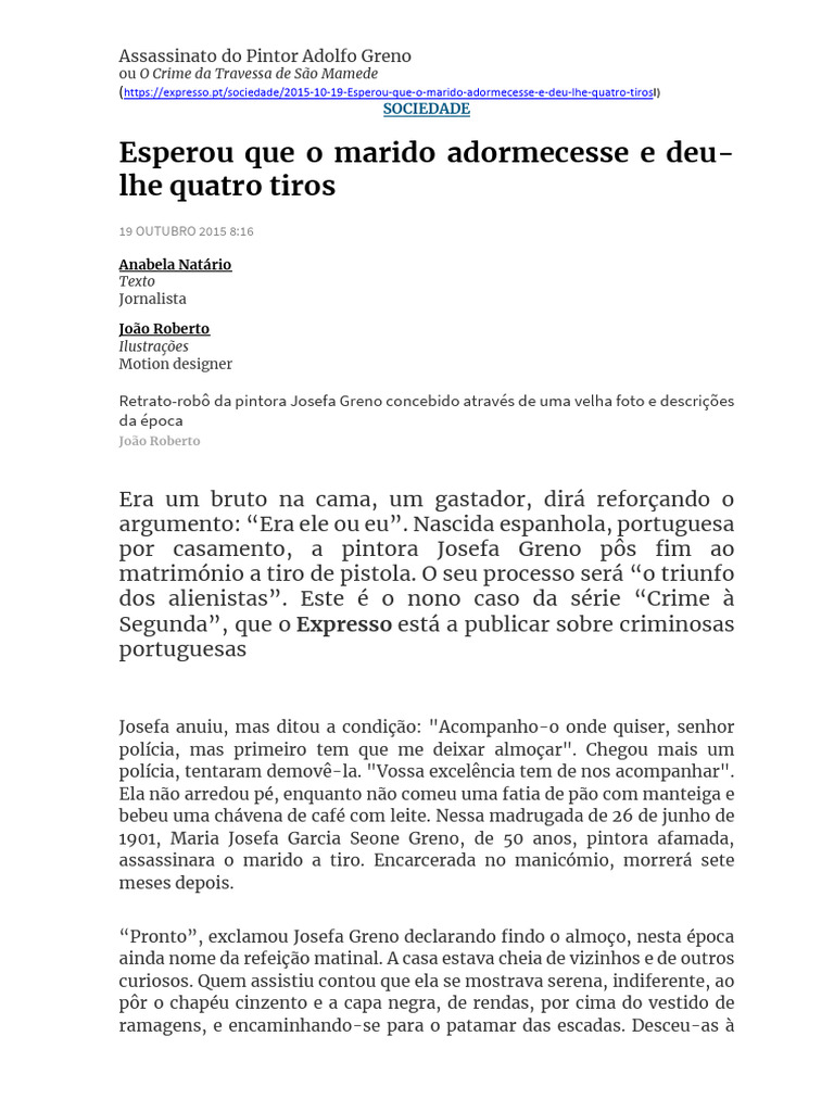 A Morte Do Pintor Adolfo Greno (1902) | PDF