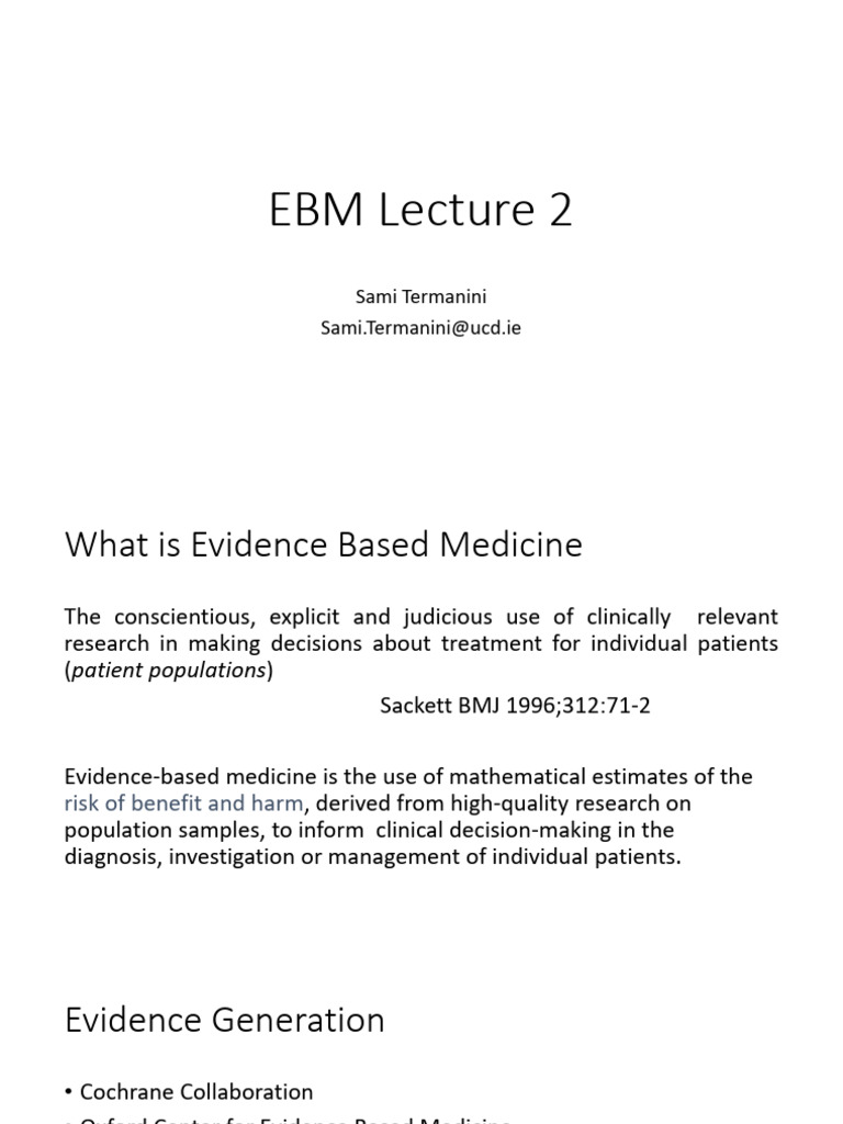 EBM Lecture 2 | PDF | Evidence Based Medicine | Screening (Medicine)