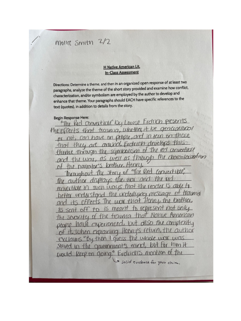 Native American Lit In-Class Assessment | PDF