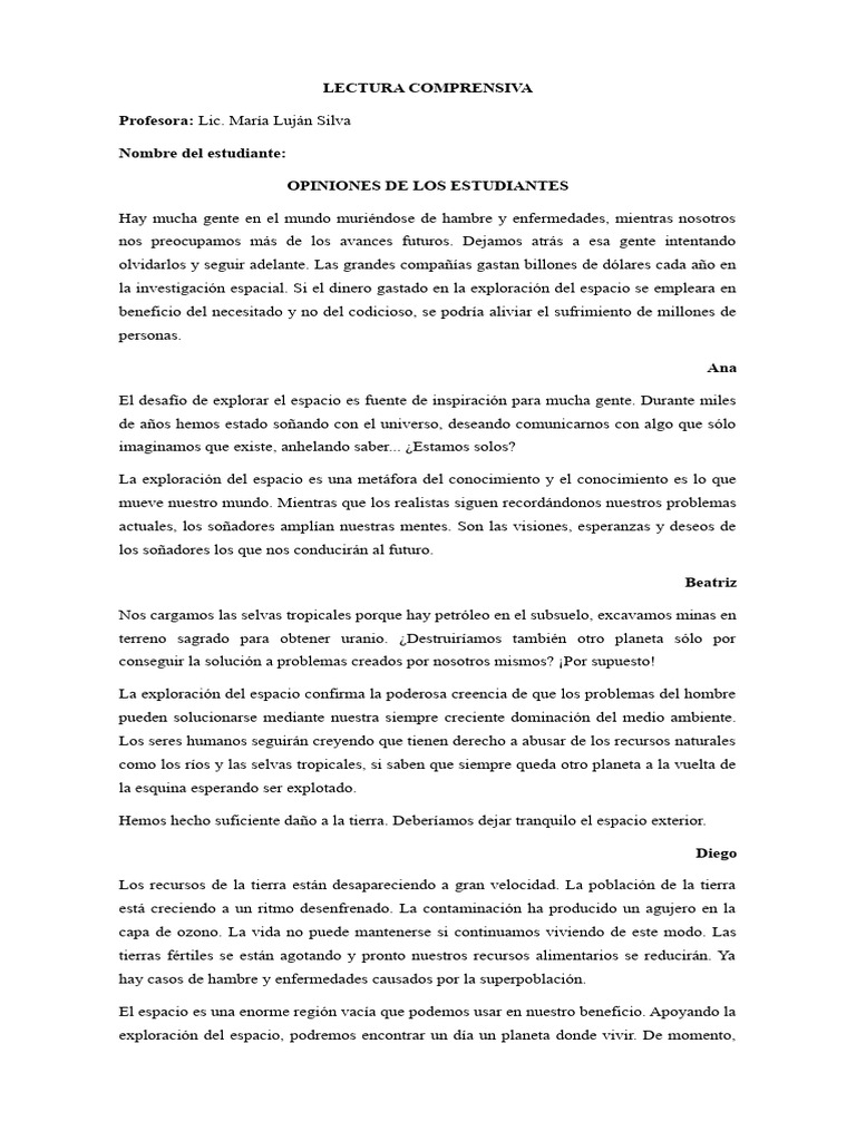 Lectura Comprensiva | PDF | Exploración espacial | Espacio exterior