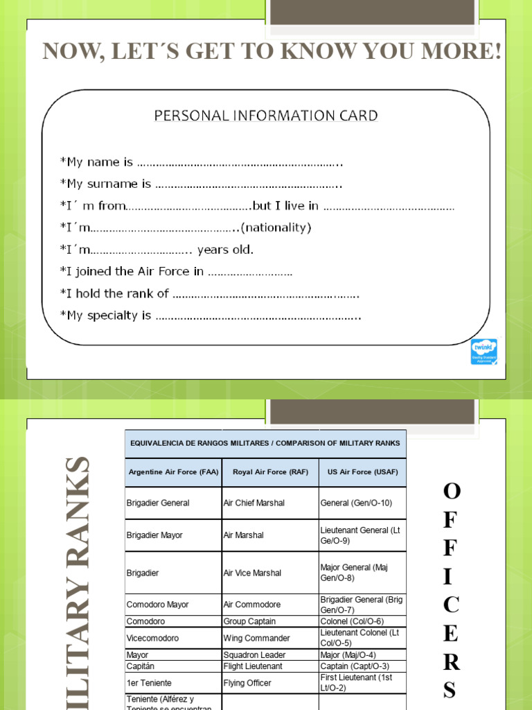 Personal Information Card Ranks Specialties 1 | Download Free PDF ...