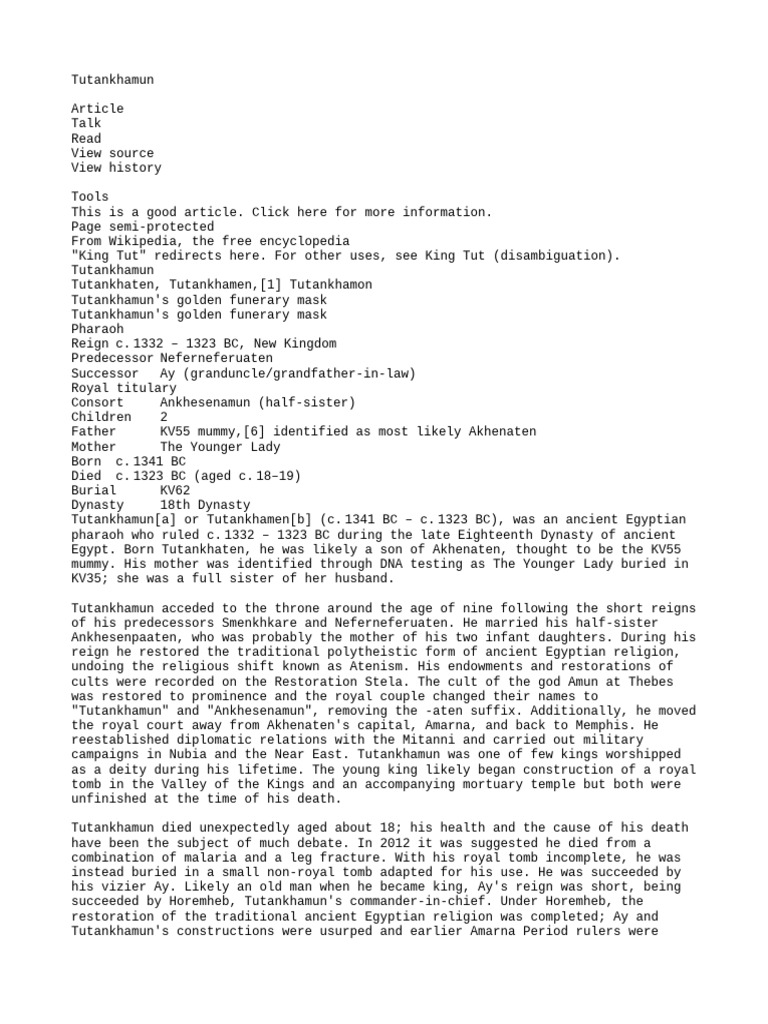Tutankhamun | PDF | Tutankhamun | Akhenaten