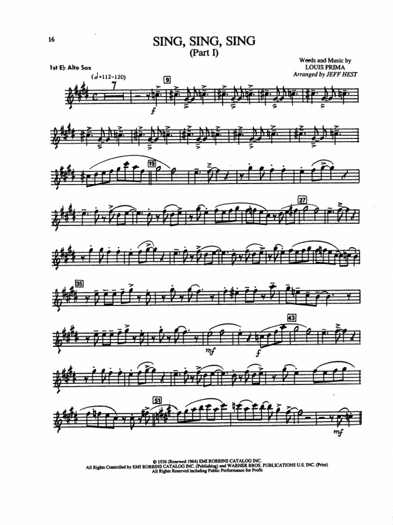 Sing, Sing, Sing Part 1 FULL Big Band Hest | PDF