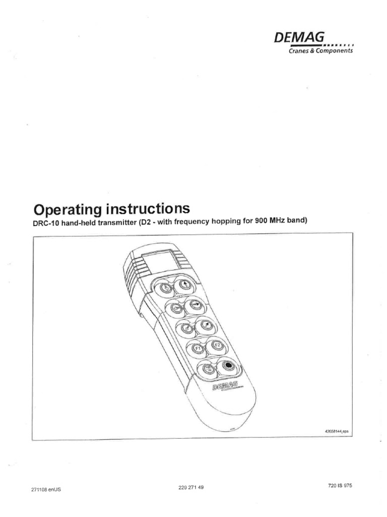 2 Ton Demag OHC DRC-10 Handheld Transmitter Op Instructions | PDF