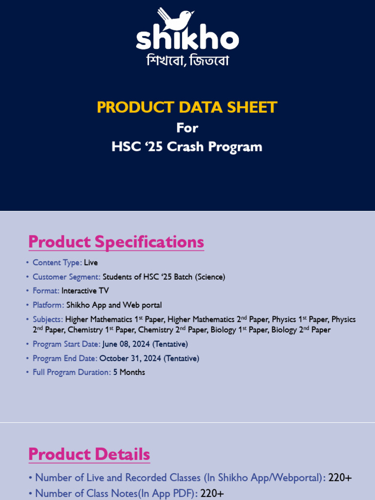 HSC '25 Crash Program Full PDS 4 | PDF | Mobile App