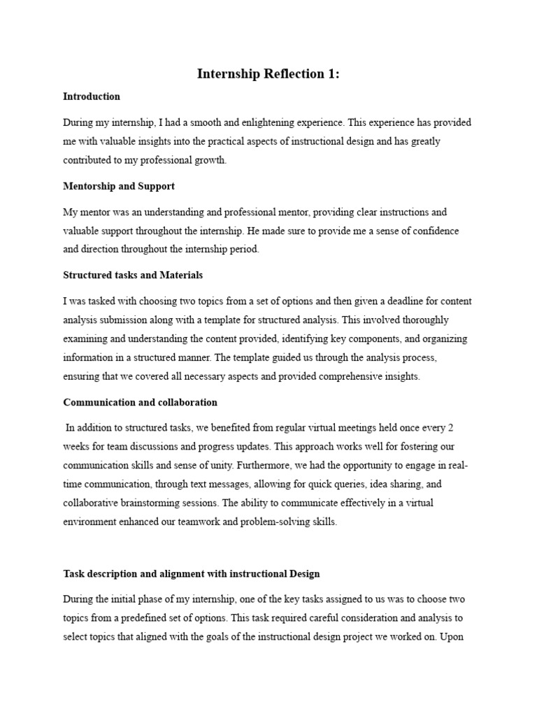 Internship Report 1 | PDF | Instructional Design | Learning