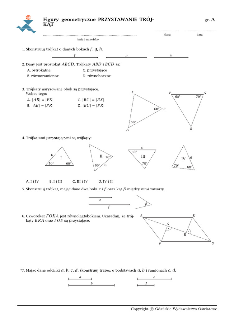 Figury Geometryczne PRZYSTAWANIE TRÓJKĄTÓW | PDF