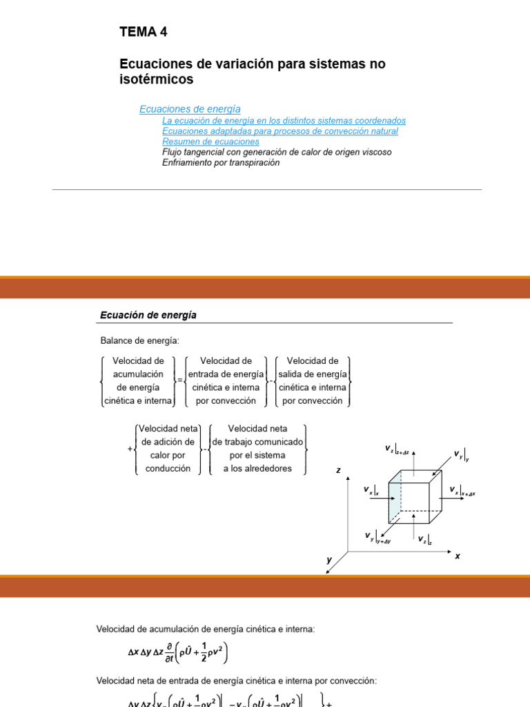 Ecuaciones de Variacion Energia | PDF | Convección | Conduccion termica