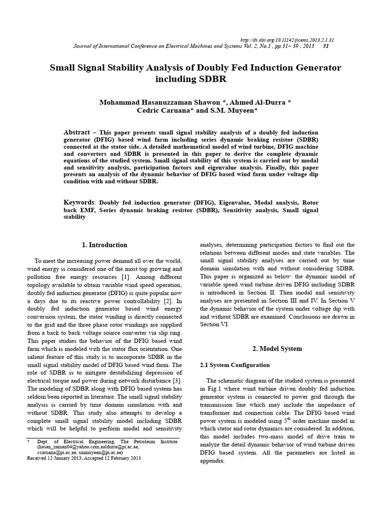 Eigen Values Sensivity Dfig | PDF | Electrical Engineering | Electricity