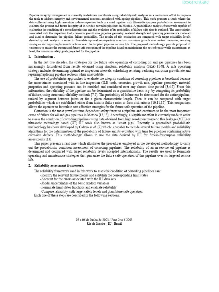 Probabilistic Condition Assessment of Corroding Pi | PDF | Reliability Engineering | Applied ...