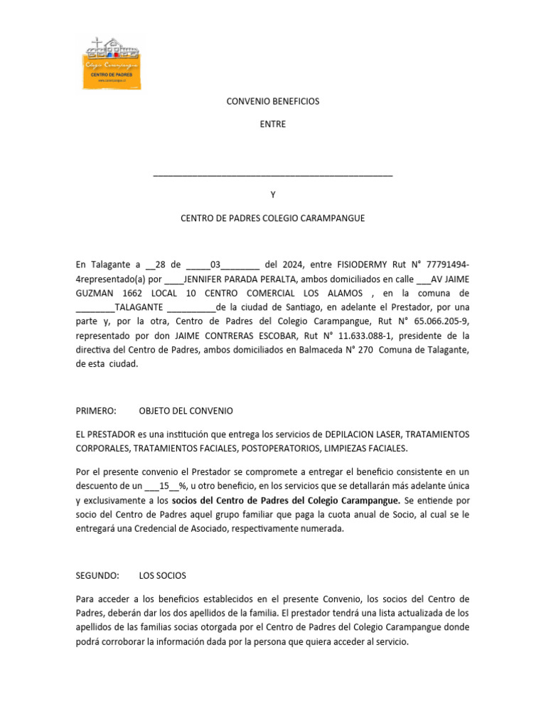 Convenio Beneficios CPCC 2024 | PDF