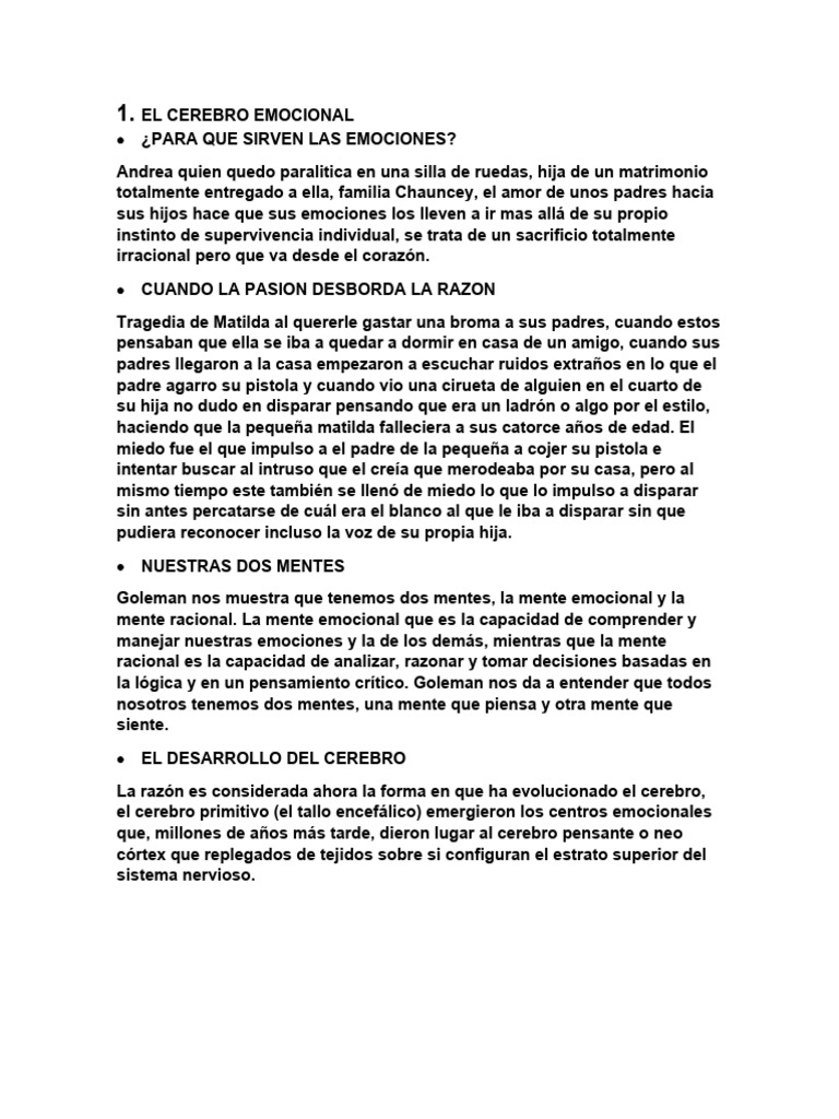 Inteligencia Emocional Daniel Goleman Pdf Las Emociones